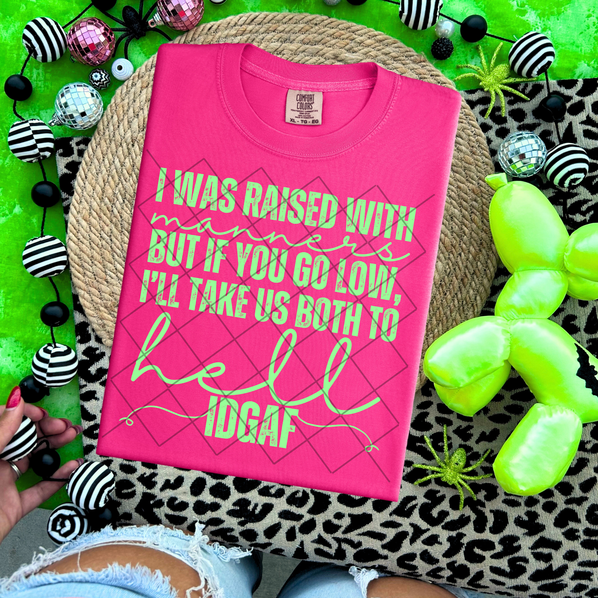 IDGAF lime font – Plaid Panther DTF Transfers