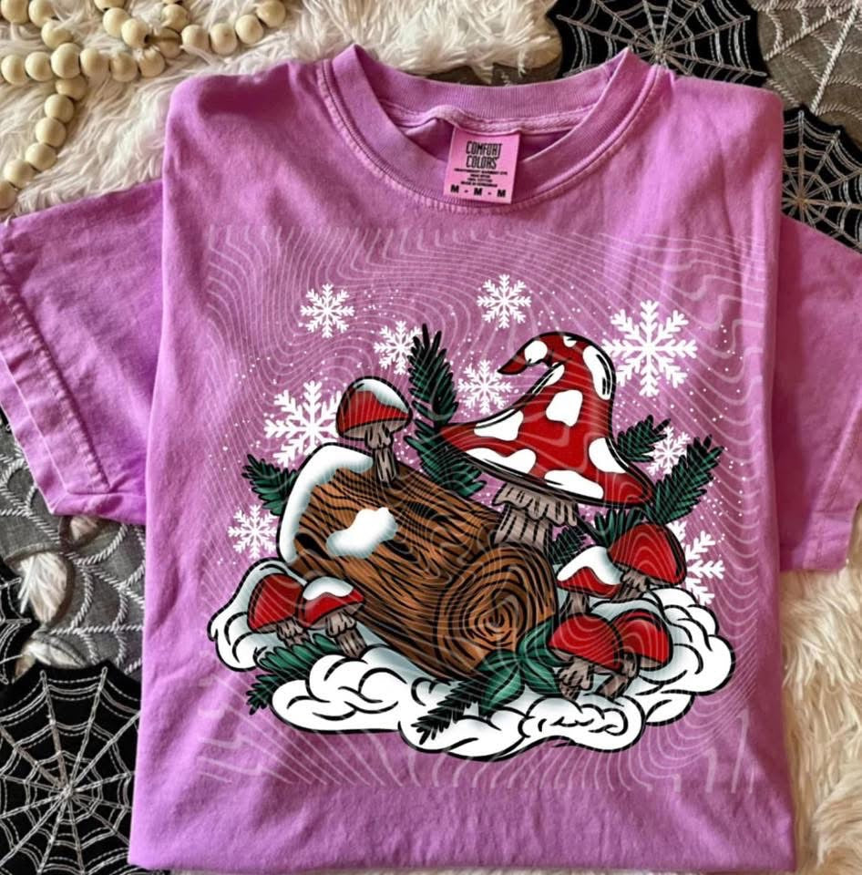 Mushroom Yule Log – Plaid Panther DTF Transfers
