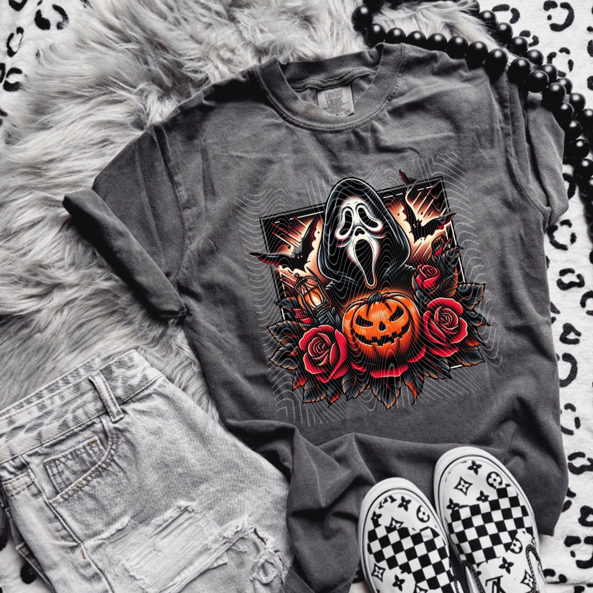 Ghostface with pumpkin&bats – Plaid Panther DTF Transfers