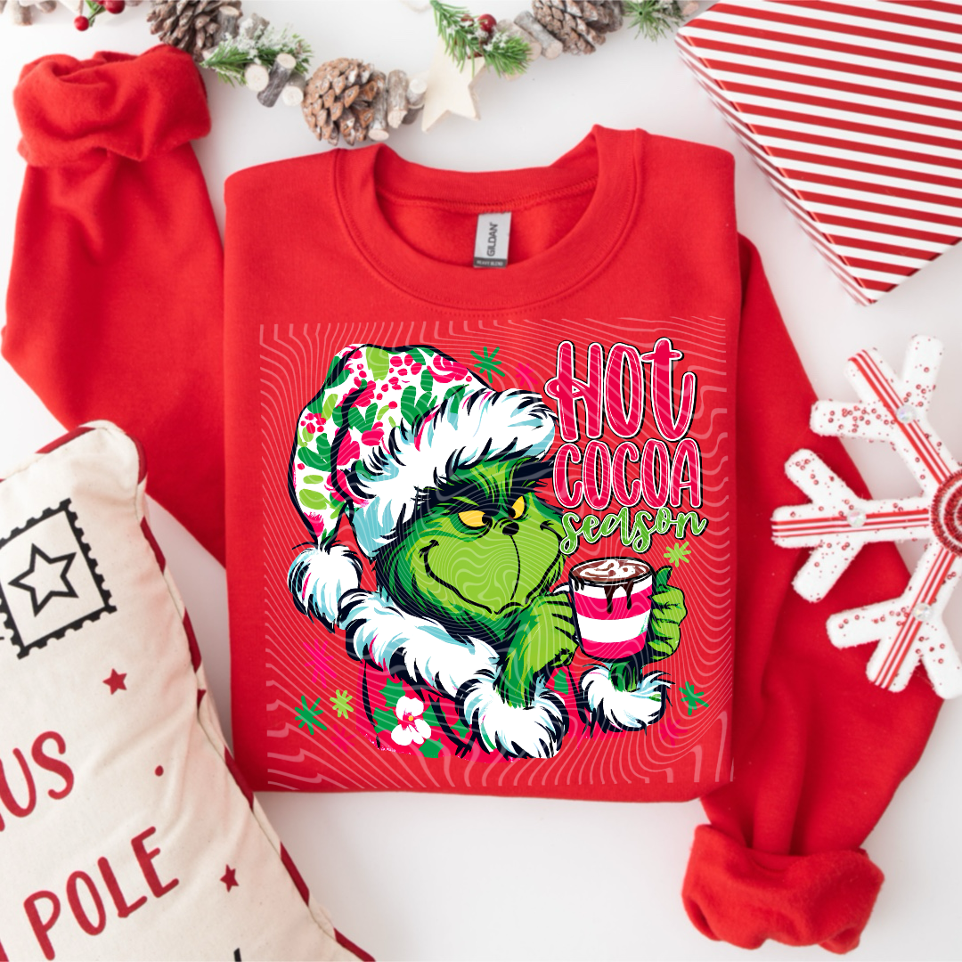 Hot Cocoa Season Green Guy – Plaid Panther DTF Transfers