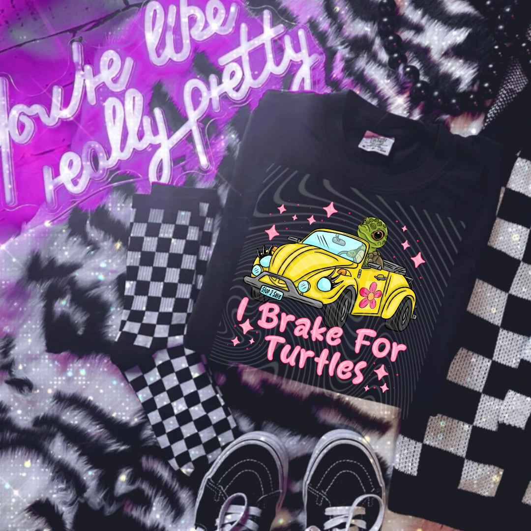 Brake For Turtles – Plaid Panther DTF Transfers