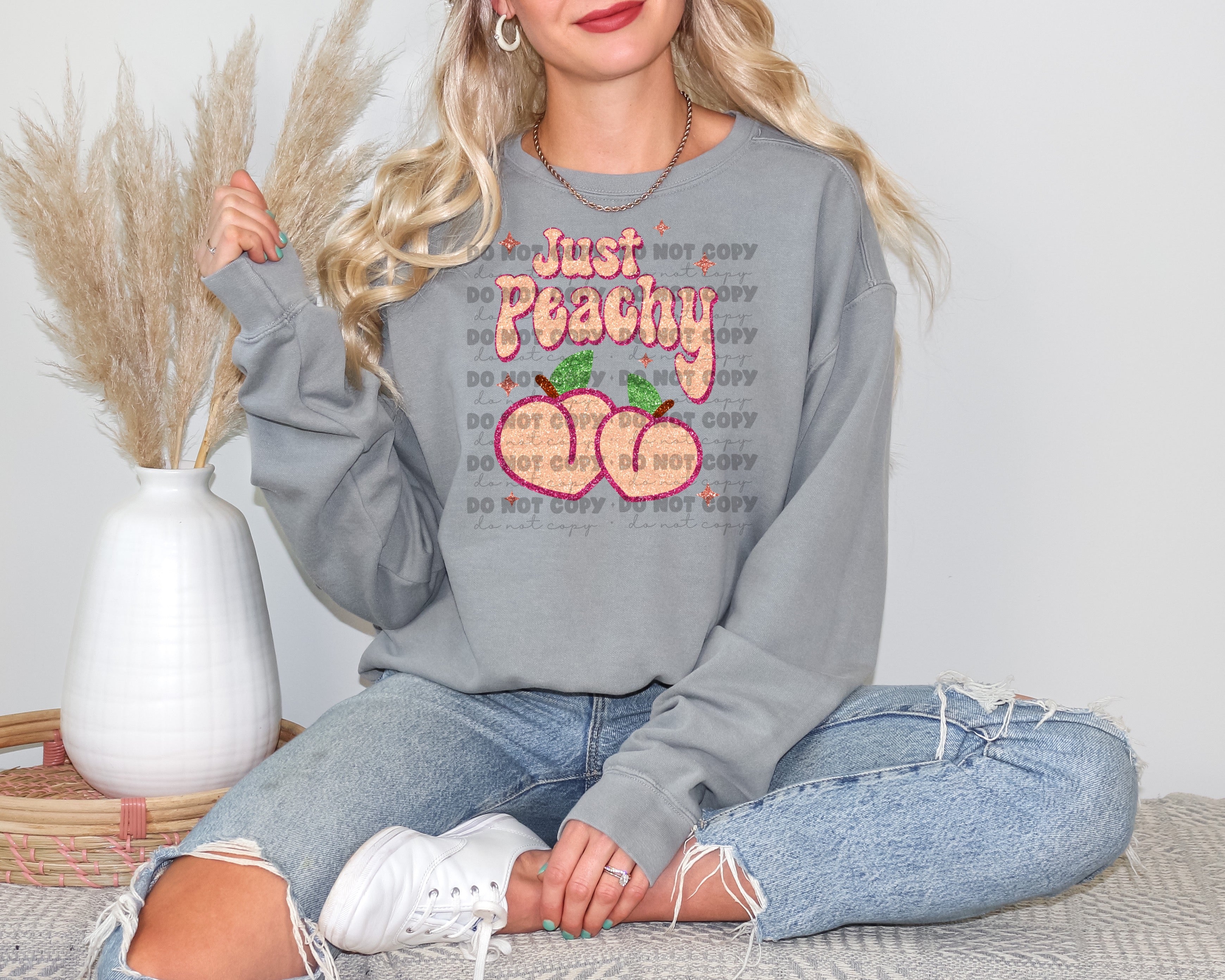 Faux Glitter Just Peachy – Plaid Panther DTF Transfers