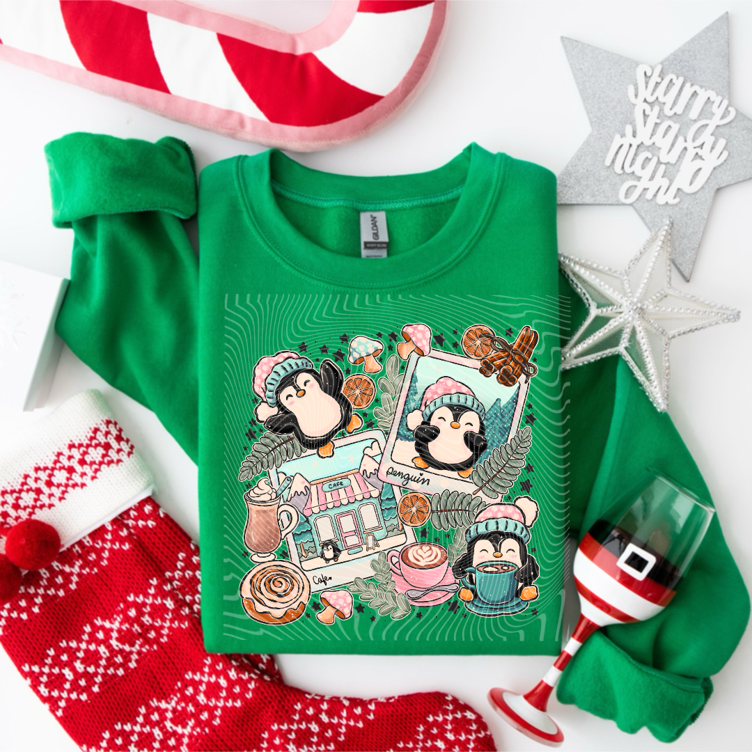 Enchanted Cafe Penguin – Plaid Panther DTF Transfers