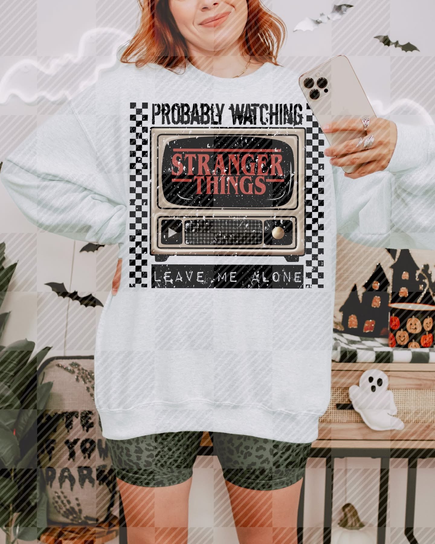 Probably Watching Stranger Things – Plaid Panther DTF Transfers