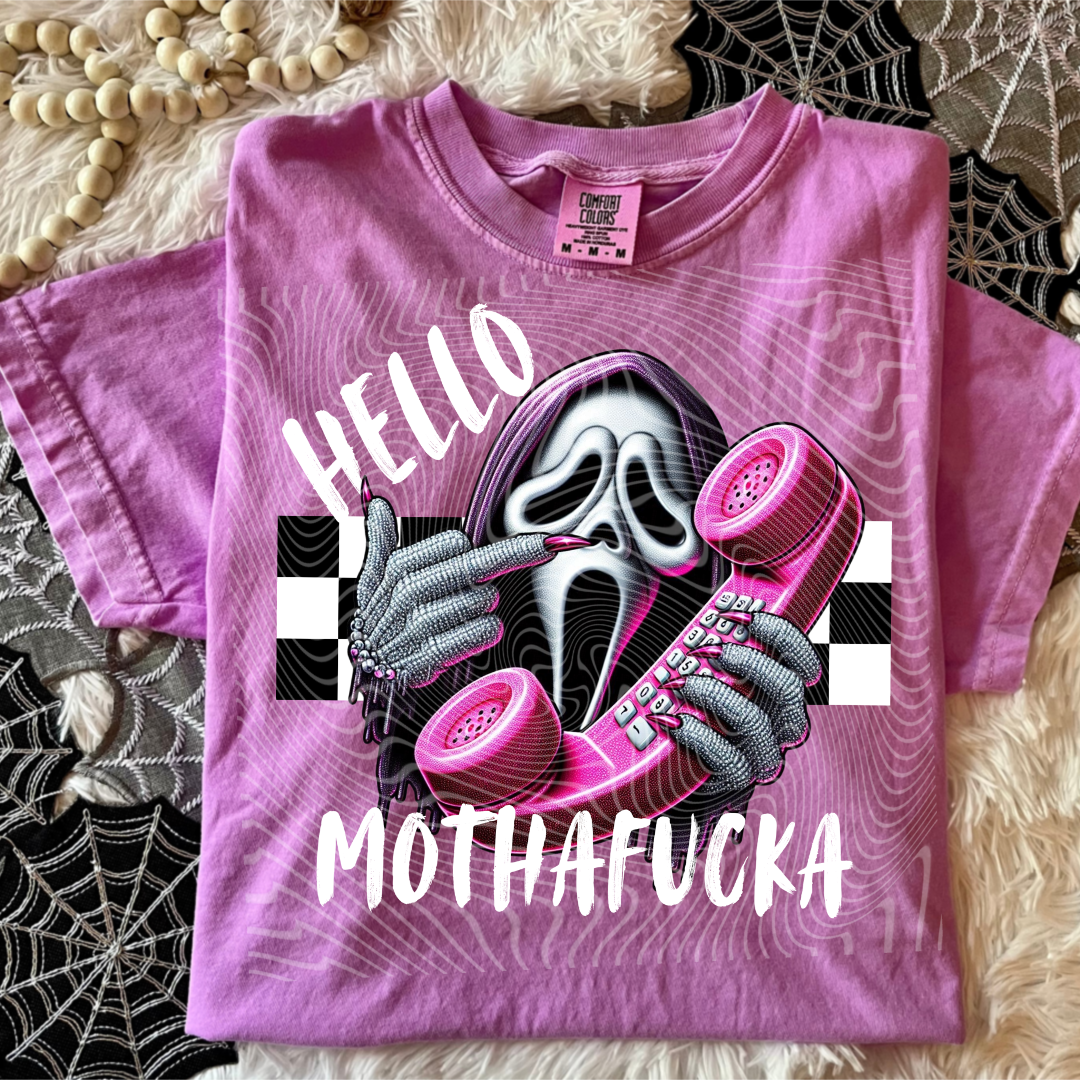 Hello MF White Writing – Plaid Panther DTF Transfers