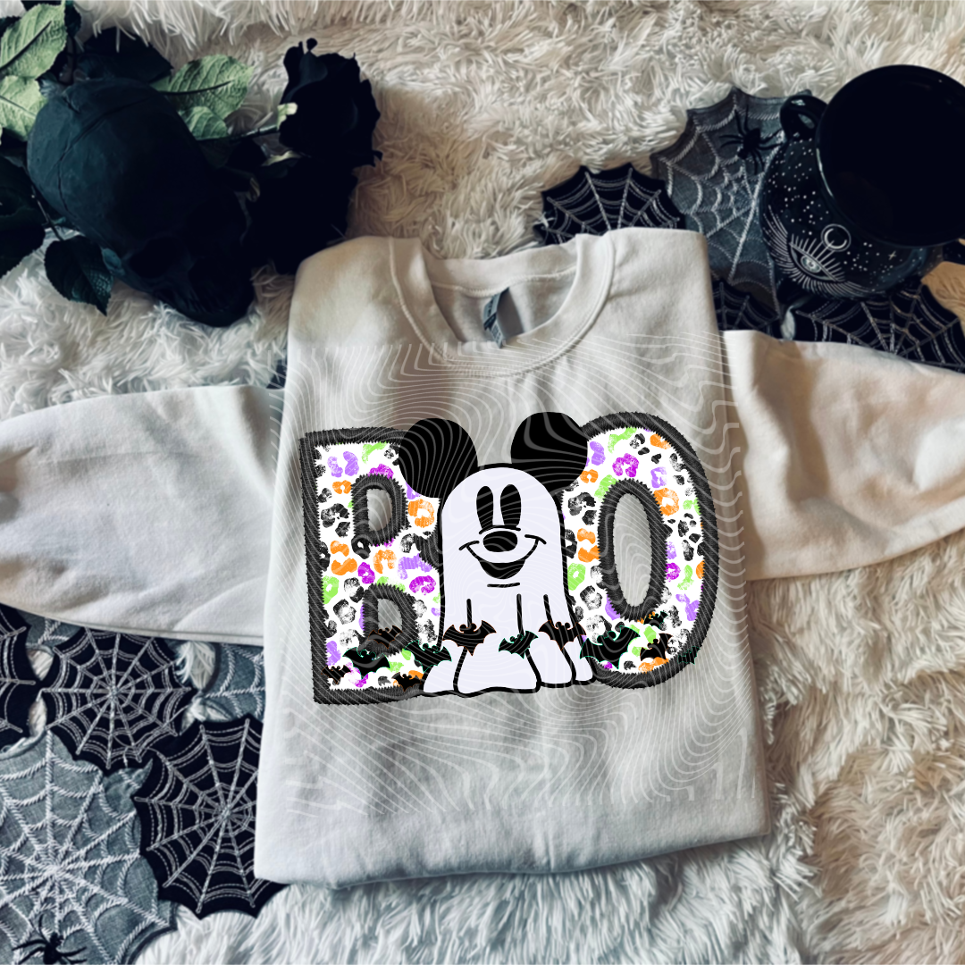 Boo with mouse – Plaid Panther DTF Transfers