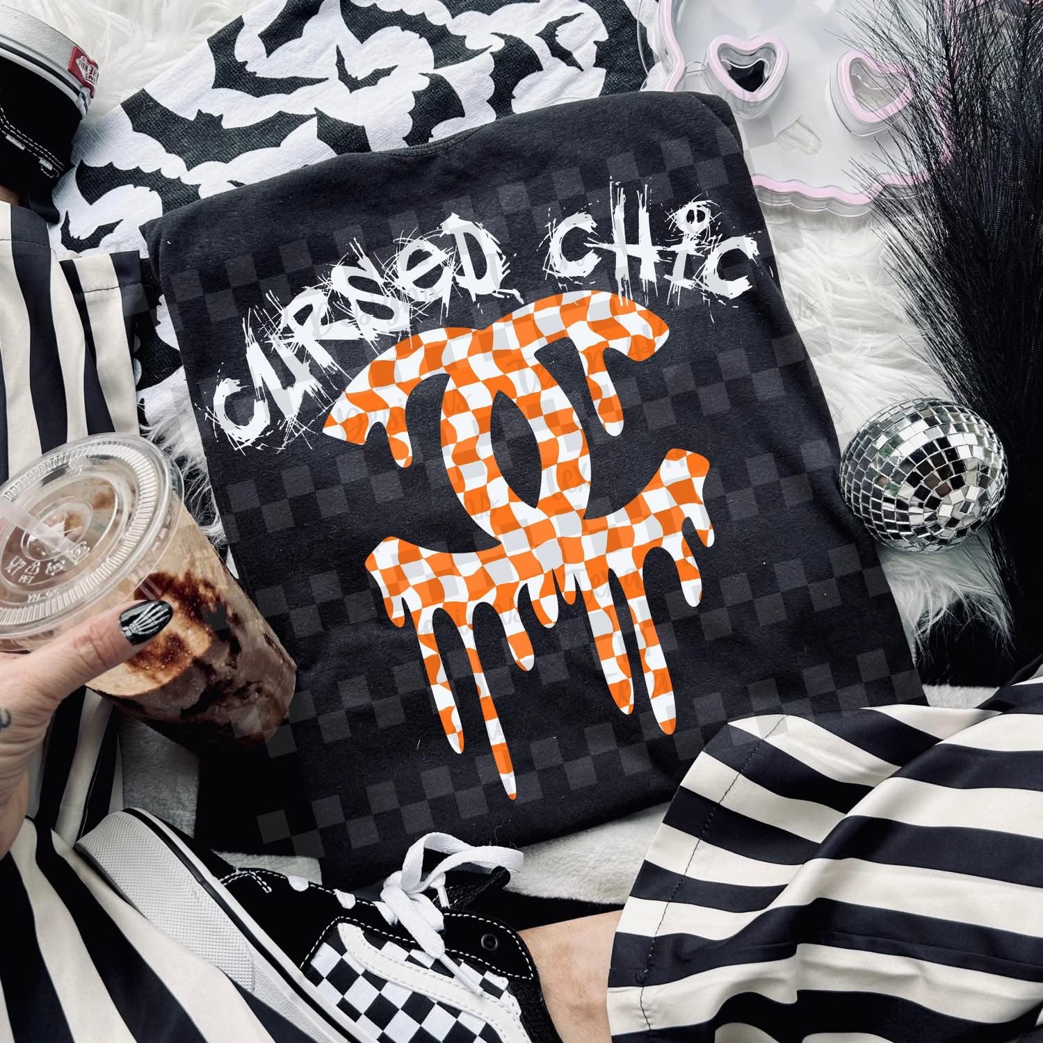 Cursed Chic Orange Drip – Plaid Panther DTF Transfers