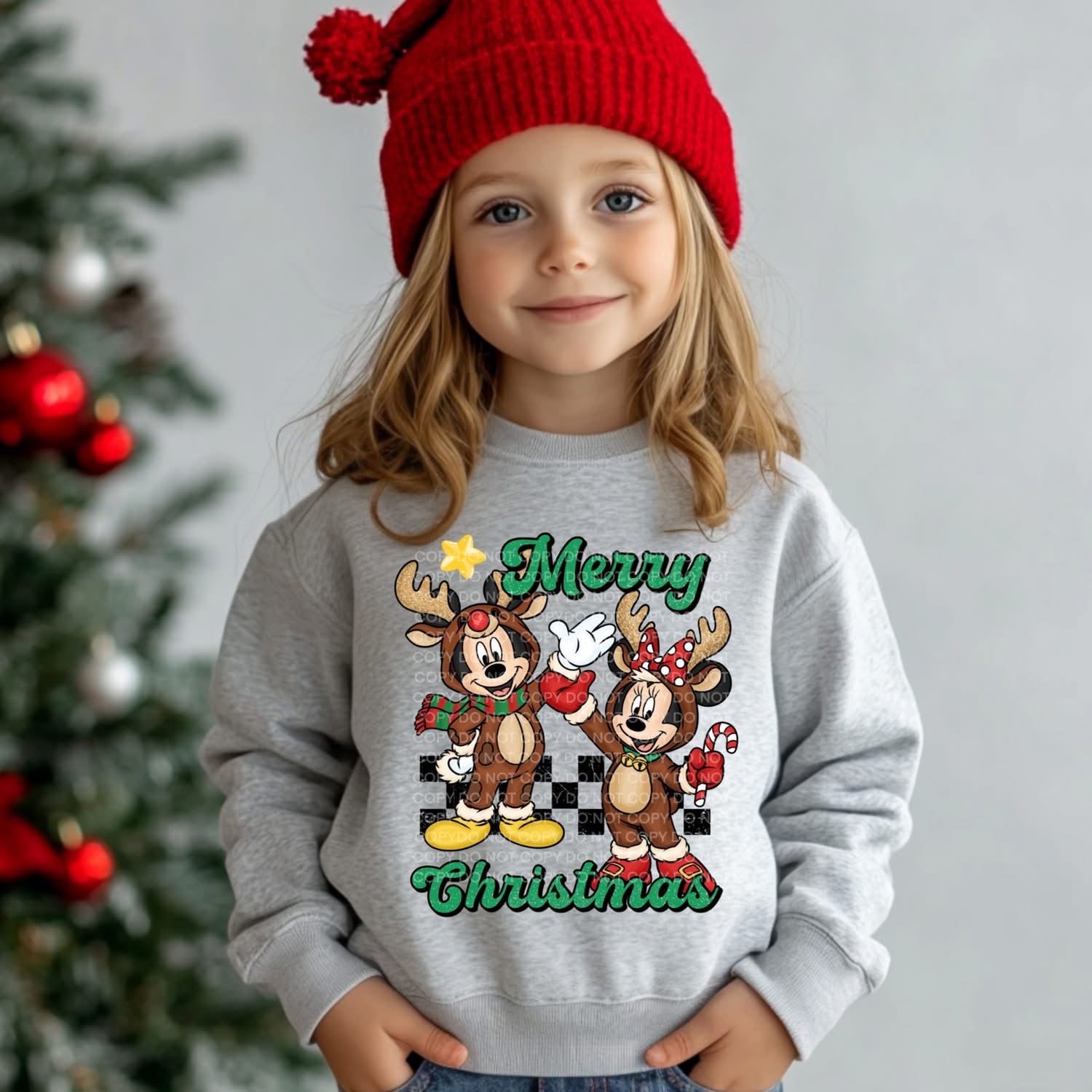 Merry Christmas Reindeer Mice Duo – Plaid Panther DTF Transfers