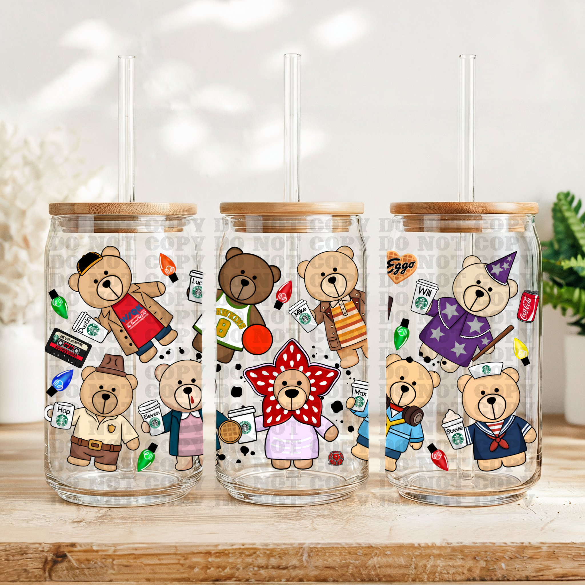 Stranger Things Character Bears Wrap UVDTF – Plaid Panther DTF Transfers