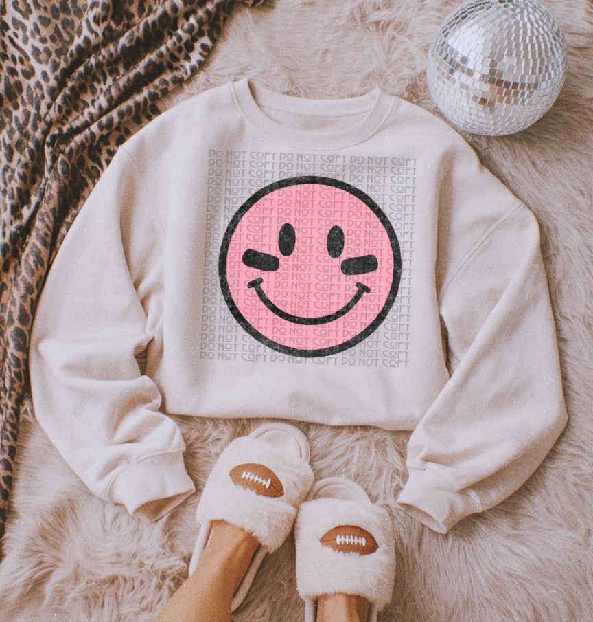 Pink Smiley Face – Plaid Panther DTF Transfers