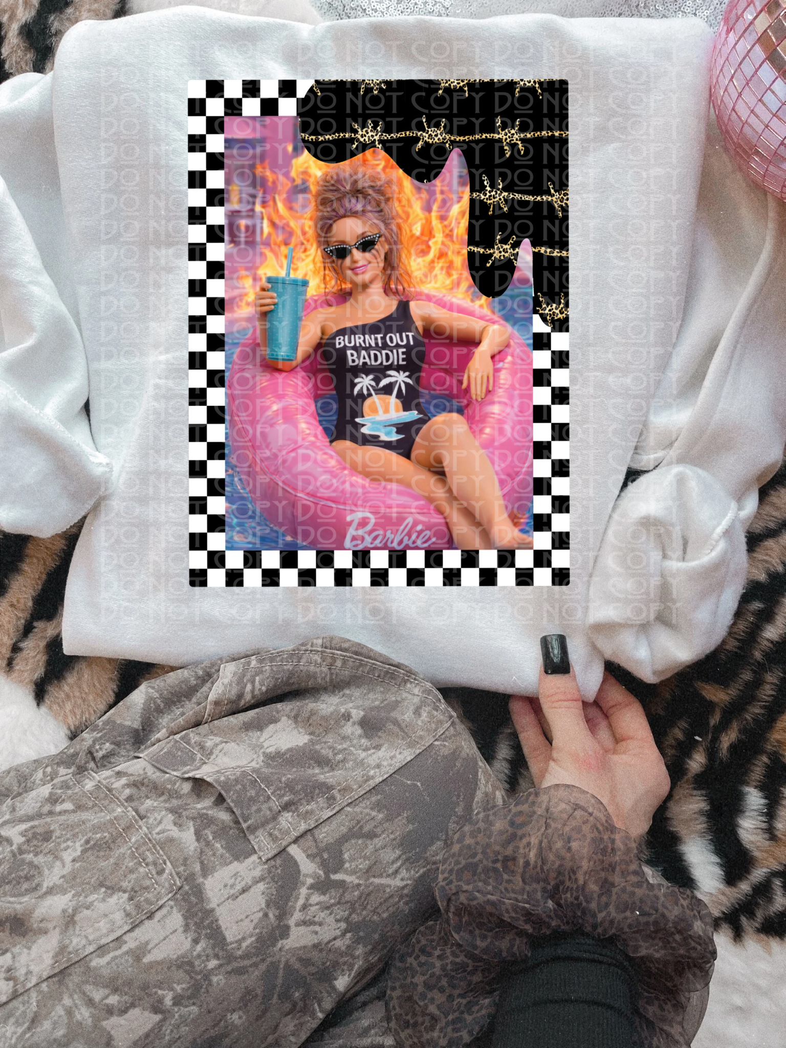 Burnt Out Baddie Barb – Plaid Panther DTF Transfers